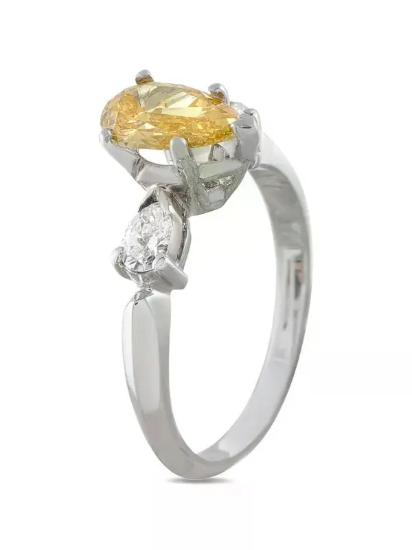 LB EXCLUSIVE Orange Diamond Ring In 14k White Gold - Silver
