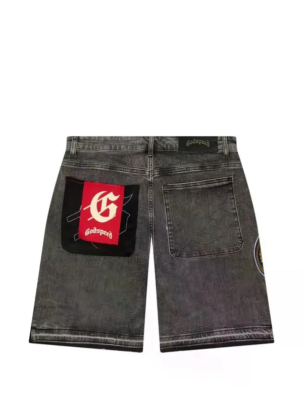 GODSPEED V2 Patchwork Denim Shorts - Grey