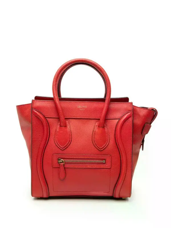 Celine Micro Calfskin Luggage Tote Bag - Red