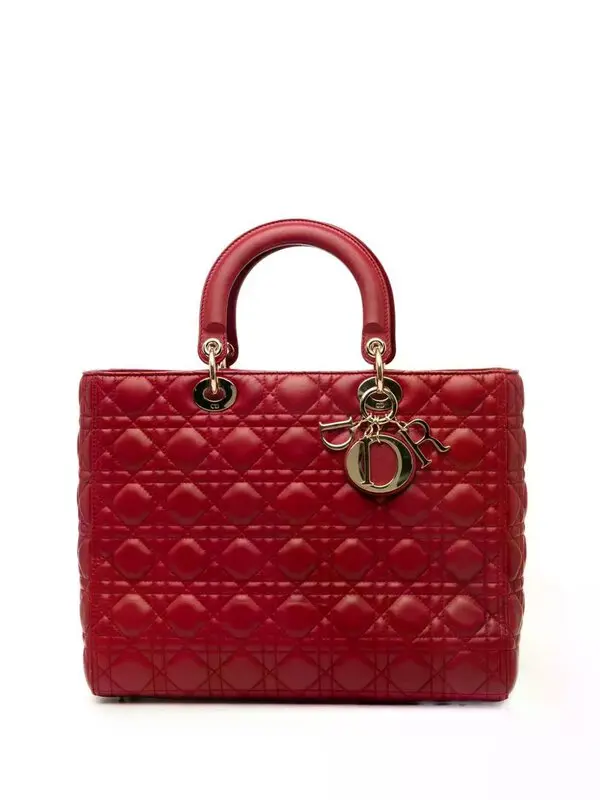 Dior Lambskin Cannage Lady Satchel - Red
