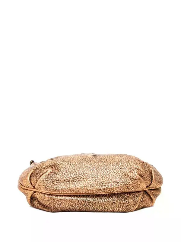 Bottega Veneta 2008 Intrecciato Trimmed Metallic Leather Crossbody Bag - Gold