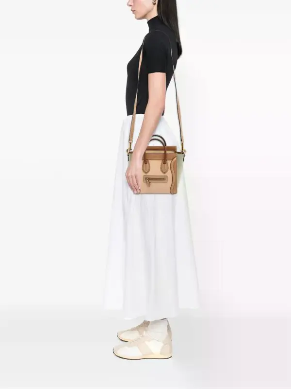 Celine Nano Luggage Tricolor Leather Satchel - Brown