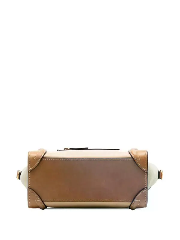 Celine Nano Luggage Tricolor Leather Satchel - Brown