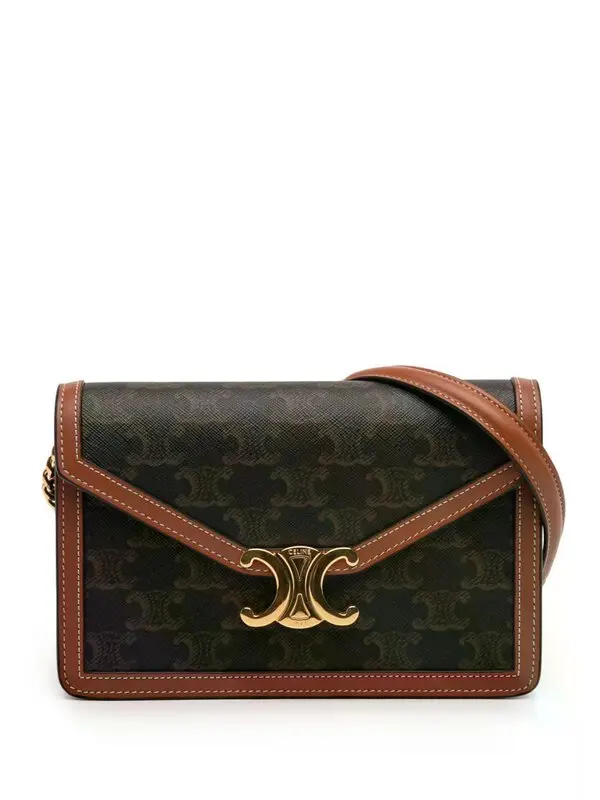 Celine Triomphe Coated Canvas Margo Wallet On Chain Crossbody Bag