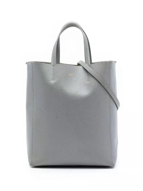 Celine Grained Calfskin Vertical Cabas Tote Satchel - Grey