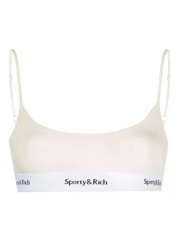 SPORTY & RICH Logo-underband Bandeau Bra - Neutrals