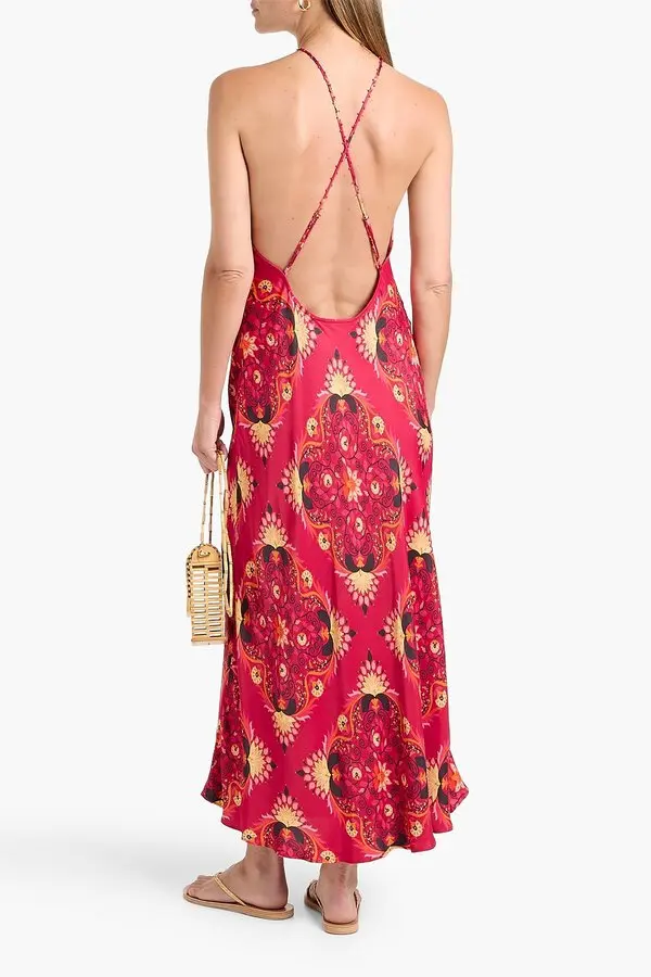 Farm Rio Printed Satin Maxi Dress