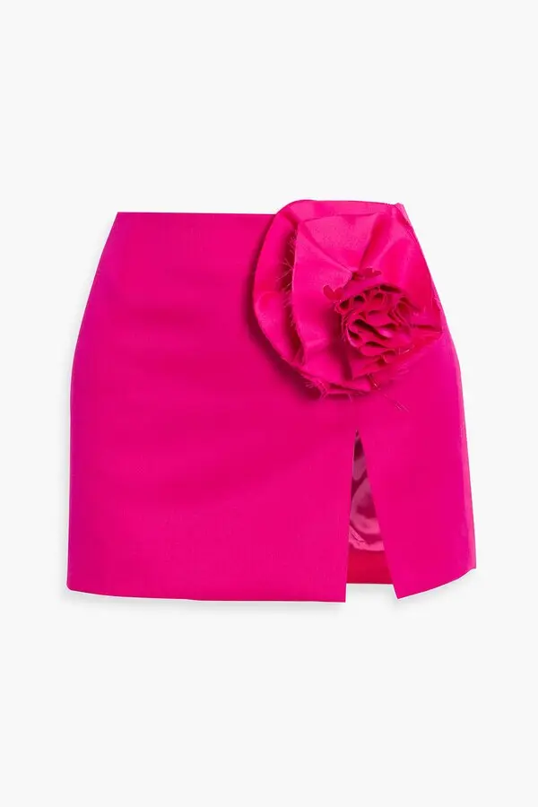 AREA Appliquéd Wooltwill Mini Skirt - Fuchsia