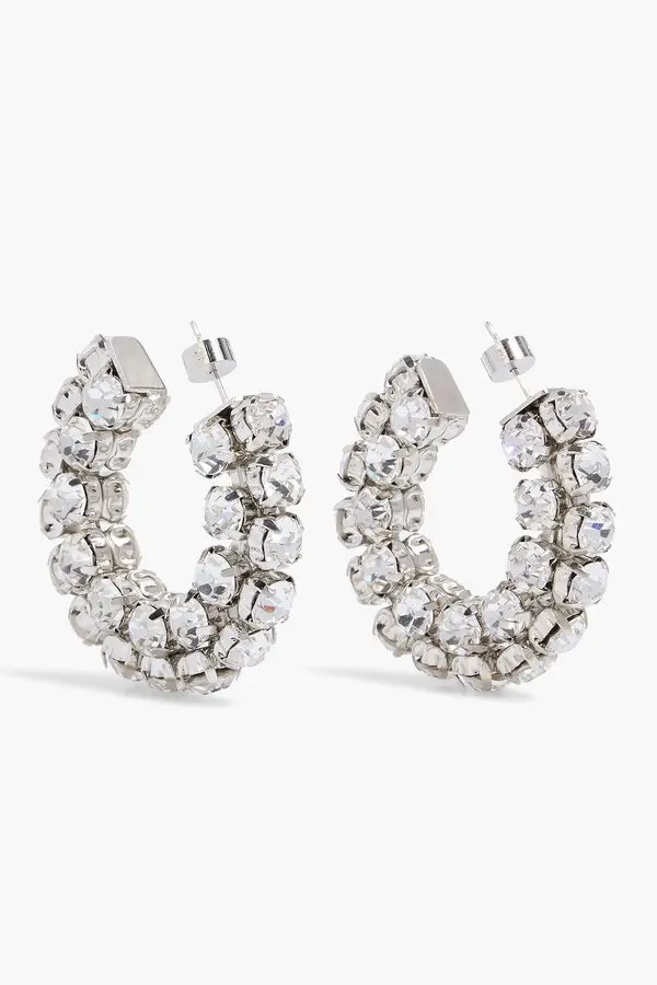 AREA Tone Crystal Hoop Earrings - Silver