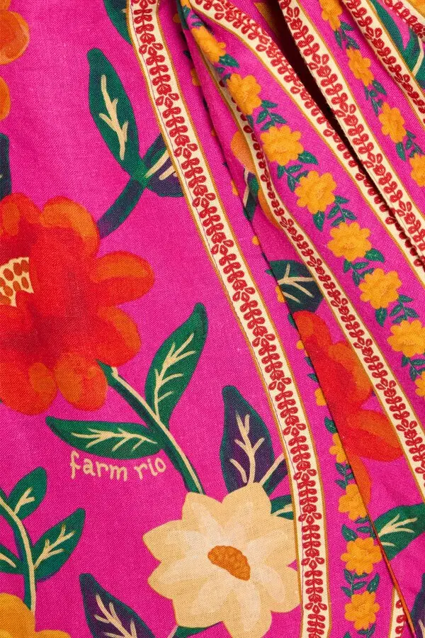 Farm Rio Skirteffect Printed Linenblend Shorts