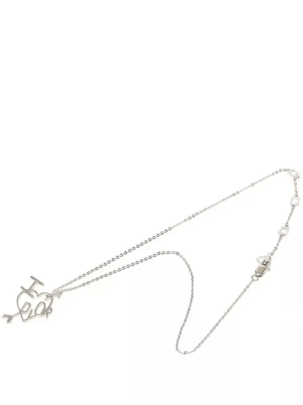 Dior Brass 'i Heart Pendant Necklace - Silver