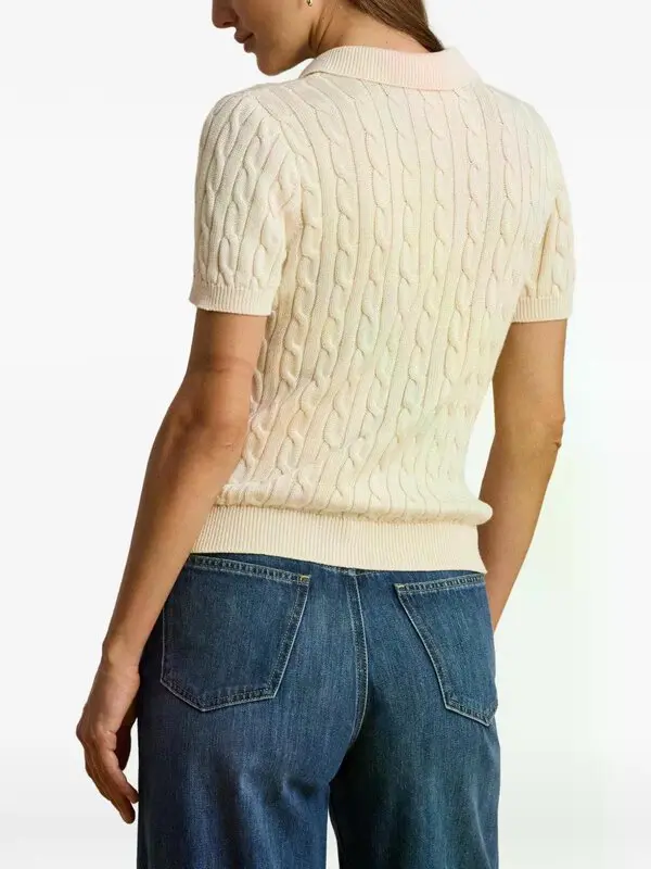 Ralph Lauren Cable-knit Short-sleeve T-shirt - Neutrals