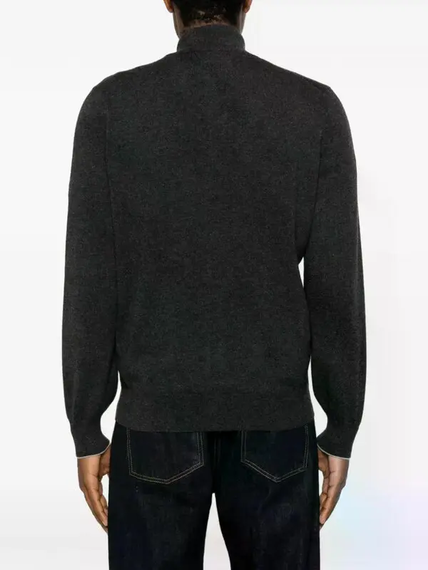 Brunello Cucinelli High Neck Zip-up Cardigan - Grey