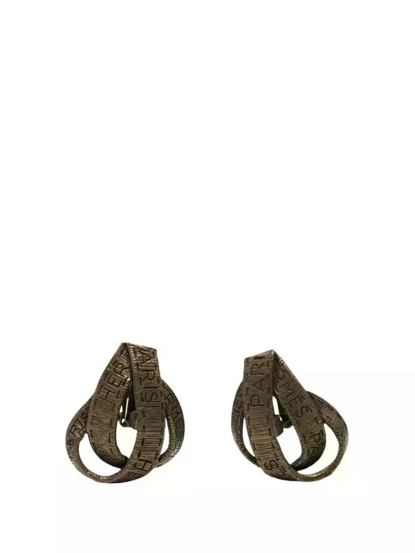 Hermès Plated Bijouterie Fantaisie Ribbon Clip-on Earrings - Gold