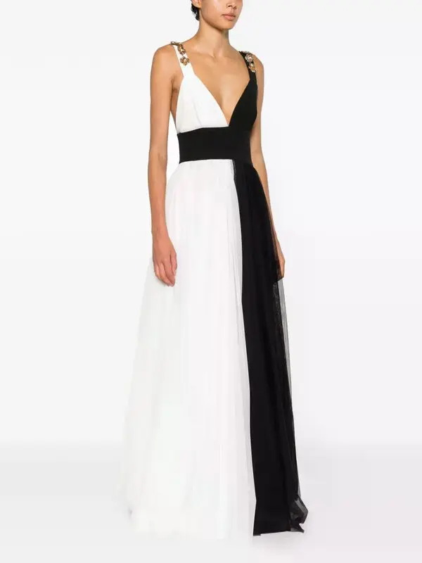 ALESSANDRO LEGORA Embellished V-neck Maxi Dress