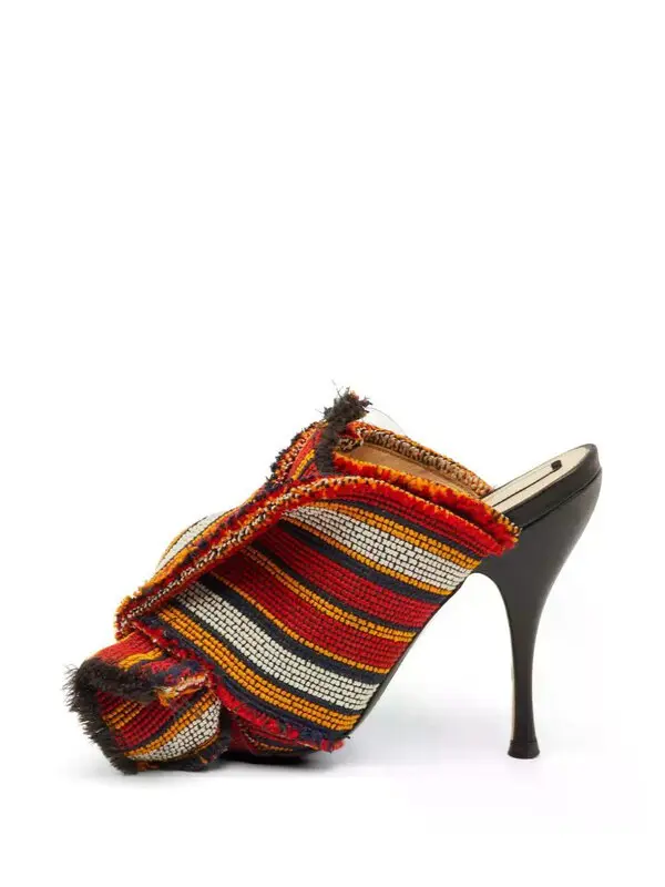 N°21 And Multicolor Horizontal-stripe Pattern Knot Detail Stiletto Mules