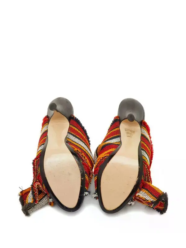 N°21 And Multicolor Horizontal-stripe Pattern Knot Detail Stiletto Mules