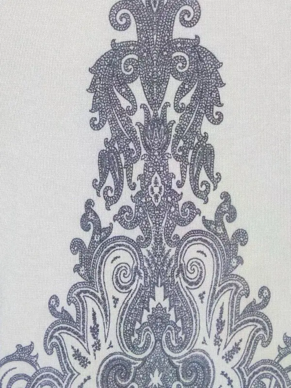 Etro Ecru Paisley Print Cardigan