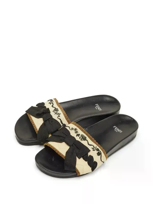 Fendi Bow-detail Knit Slides