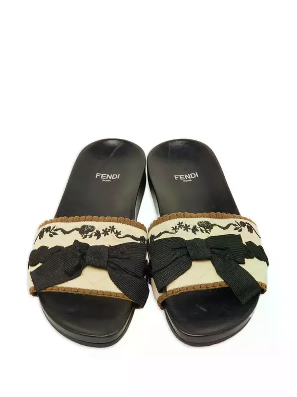 Fendi Bow-detail Knit Slides