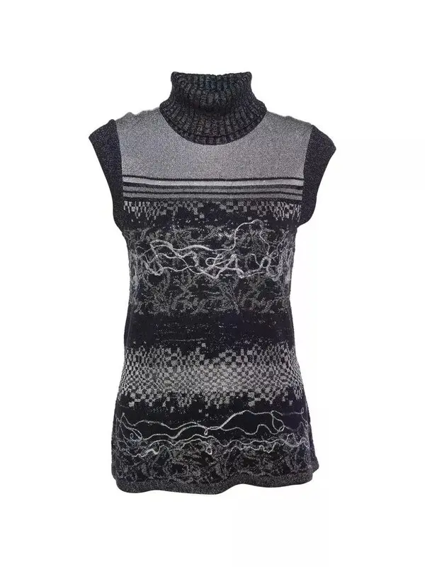 Kenzo Intarsia Sleeveless Roll Neck Top