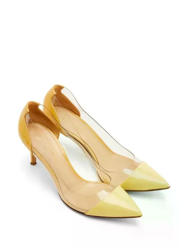 GIANVITO ROSSI Plexi Pointed-toe Heeled Pumps - Neutrals