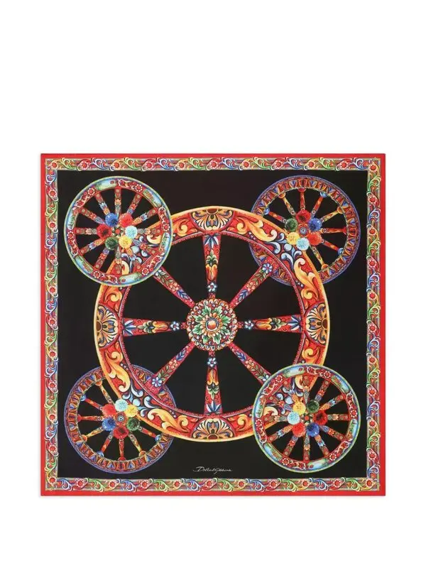 Dolce & Gabbana 50x50 Carretto-print Silk Twill Scarf - Black