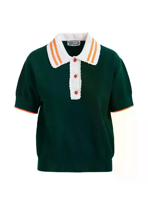 Essentiel Antwerp Lace-trimmed Polo Top