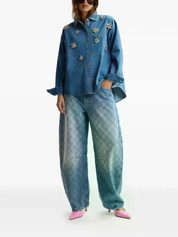 Essentiel Antwerp Diamond-quilted Barrel-leg Jeans