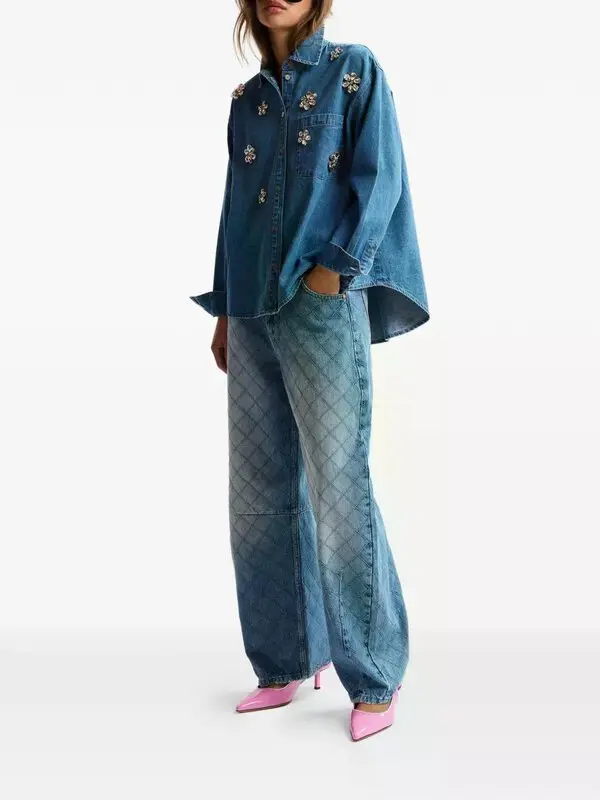 Essentiel Antwerp Diamond-quilted Barrel-leg Jeans