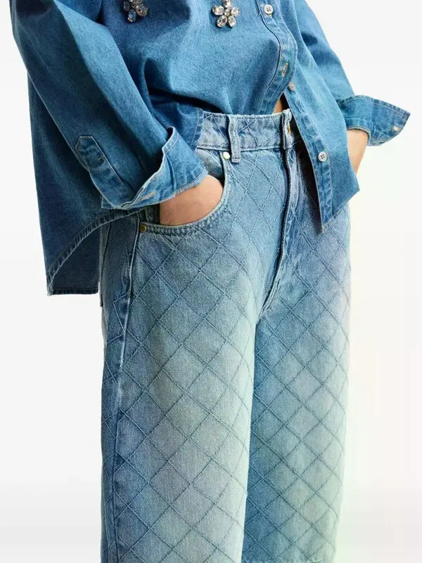 Essentiel Antwerp Diamond-quilted Barrel-leg Jeans