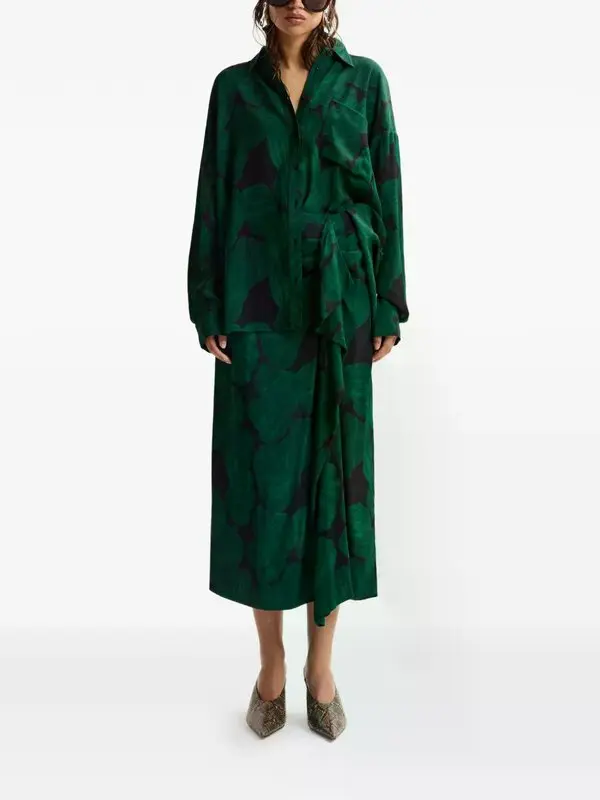 Essentiel Antwerp Tropical Print Ruffled Midi Skirt