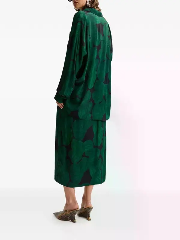 Essentiel Antwerp Tropical Print Ruffled Midi Skirt