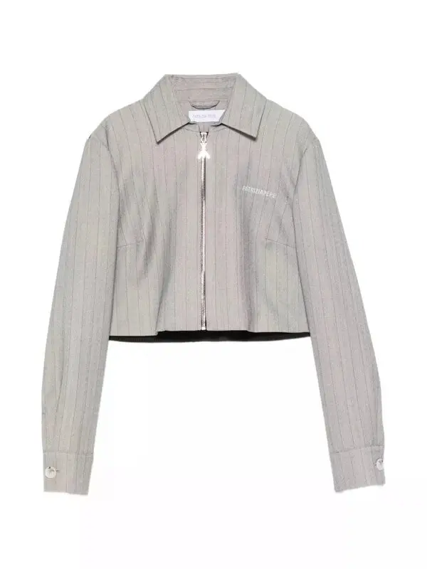 Patrizia Pepe Grey Pinstripe Cropped Jacket