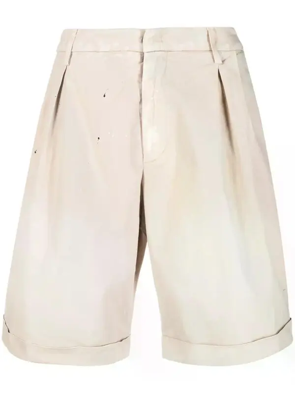 DONDUP Box-pleat Cotton Chino Shorts - Neutrals