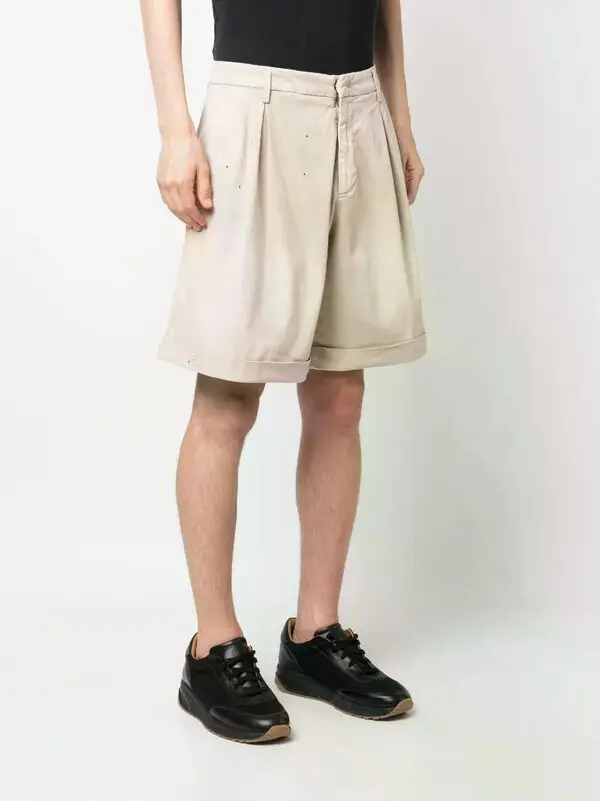 DONDUP Box-pleat Cotton Chino Shorts