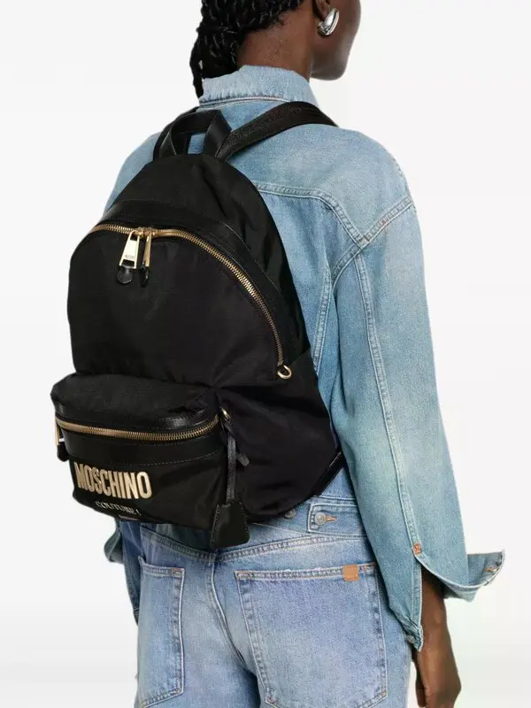 Moschino Plaque Backpack - Black