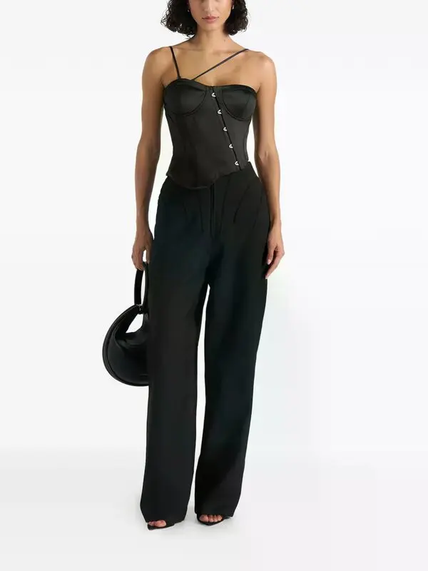 Manière De Voir Asymmetric Satin Corset Top - Black