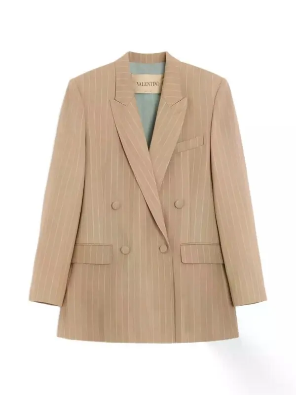 Valentino Garavani Pinstripe Double-breasted Blazer - Neutrals
