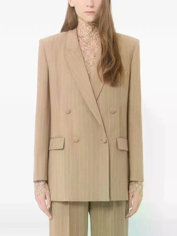 Valentino Garavani Pinstripe Double-breasted Blazer - Neutrals