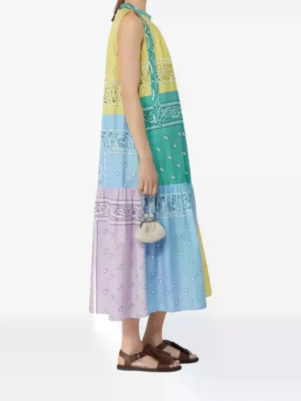 Max Mara Bandana Print Tiered Maxi Dress