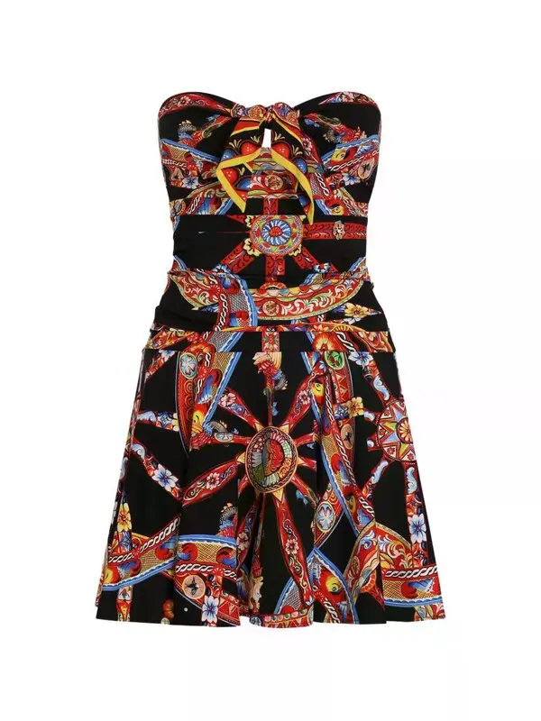 Dolce & Gabbana Carretto-print Charmeuse Mini Dress