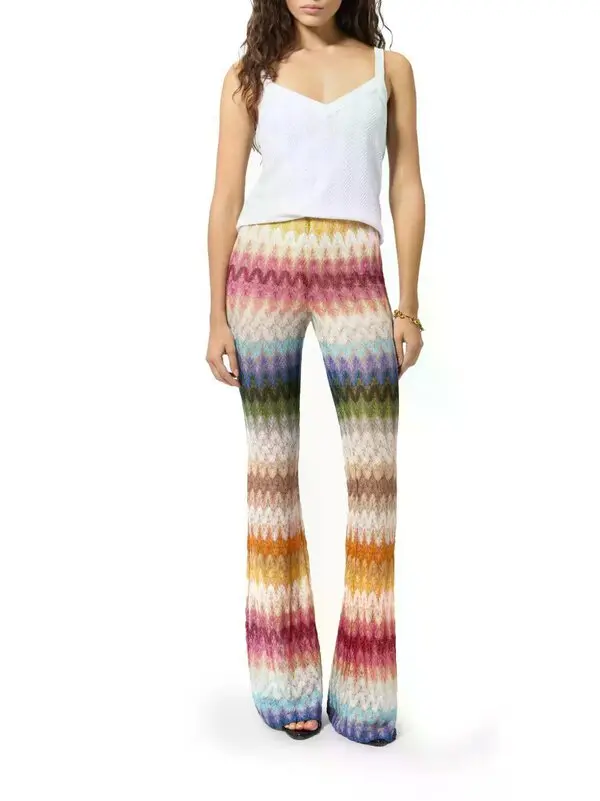Missoni Flared Trousers With Dégradé Lace Motif - Neutrals