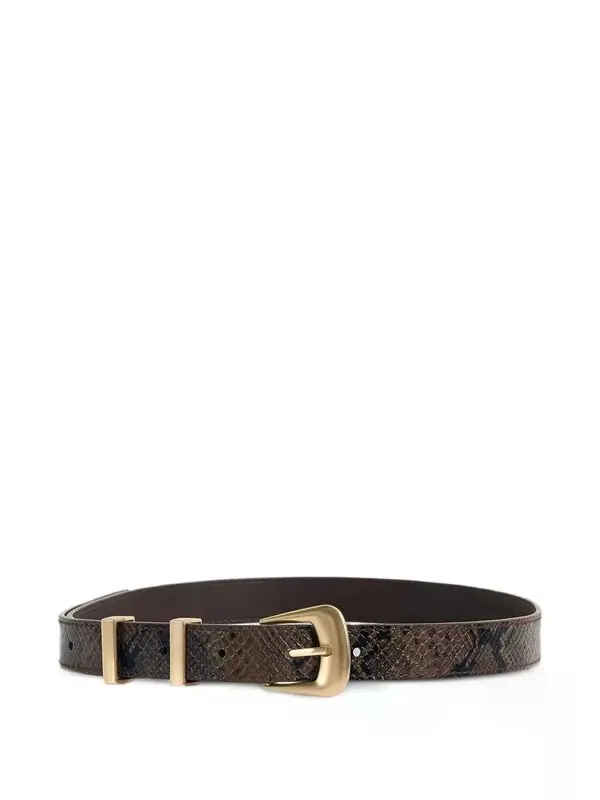 Manière De Voir Gold Python Embossed Belt - Brown