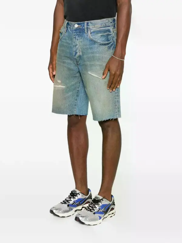 PURPLE BRAND Distressed Raw-cut Denim Shorts