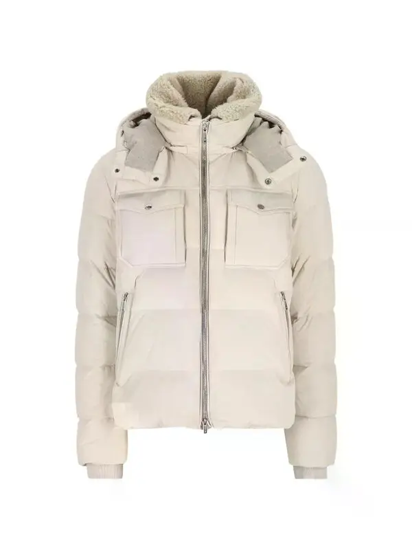 MOORER Beige Hooded Padded Jacket