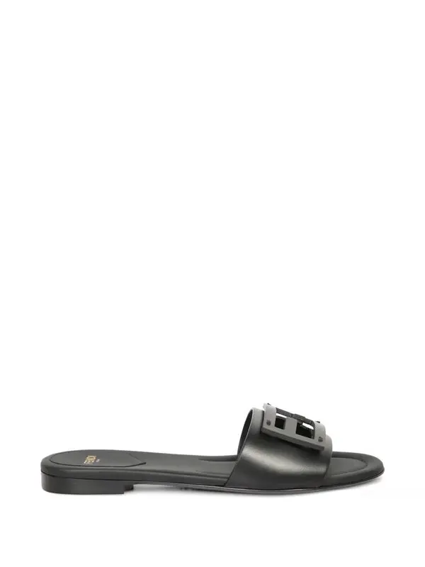 Fendi Baguette Leather Sandals With Logo Plaque