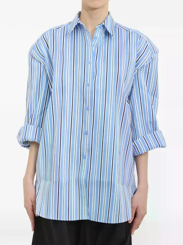 THE FRANKIE SHOP Vertical Stripe Padded Shoulder Shirt