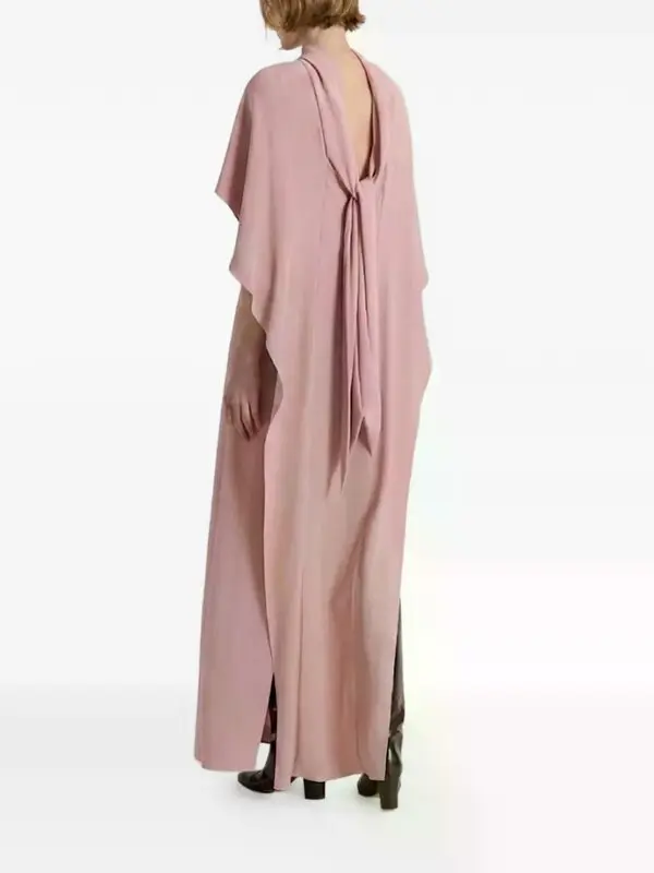 Alberta Ferretti Cape-overlay Tie-back Maxi Dress