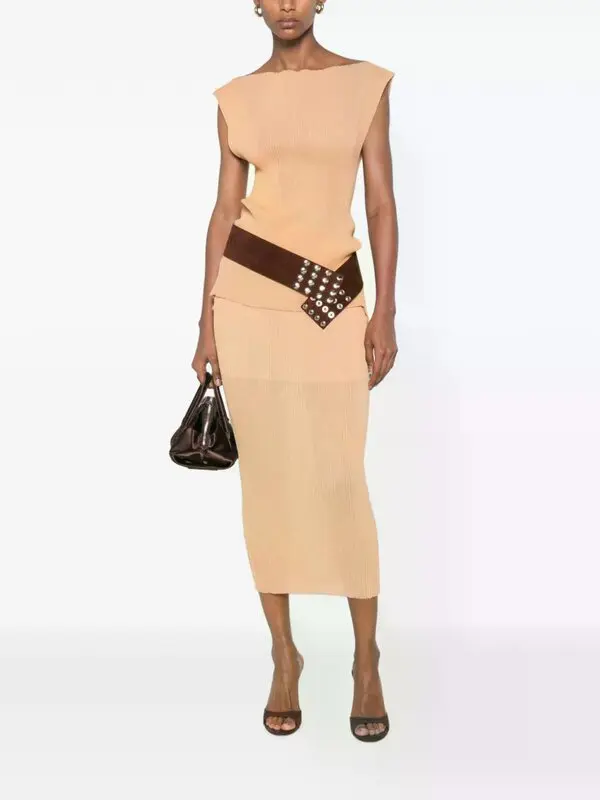 Alberta Ferretti Sleeveless Boat Neck Ribbed Top